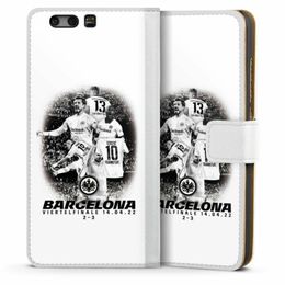 DeinDesign Handyhülle Eintracht Frankfurt Barcelona Offizielles Lizenzprodukt, Huawei P10 Hülle Handy Flip Case Wallet Cover Handytasche Leder, weiß
