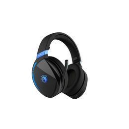 SADES SADES Warden I SA-201 Gaming Headset, Wireless, schwarz/blau, USB Gaming-Headset (Rauschunterdrückung, kabellos, Stereo, Over Ear, Bluetooth 5.0, 2,4 G 3,5 mm), blau|schwarz