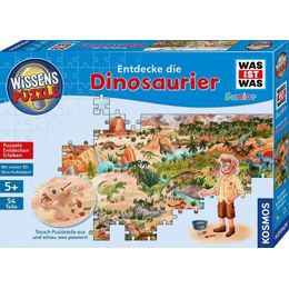 Kosmos Puzzle WAS IST WAS Junior, Entdecke die Dinosaurier, 54 Puzzleteile, Made in Germany, bunt