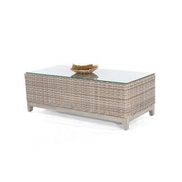 MUESING GMBH & CO KG Lounge-Tisch Thor 130x60 cm PE-Kunststof fgeflecht white-coral/Alu mit Glasplatte