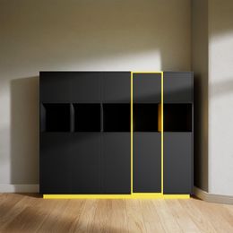 MYCS Aktenregal Schwarz - Flexibles Büroregal: Türen in Schwarz - Hochwertige Materialien - 195 x 162 x 34 cm, konfigurierbar