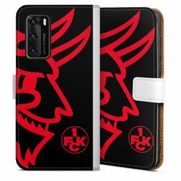 DeinDesign Handyhülle Offizielles Lizenzprodukt 1.FCK Dauerkarte, Huawei P40 Hülle Handy Flip Case Wallet Cover Handytasche Leder, weiß