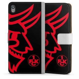 DeinDesign Handyhülle Offizielles Lizenzprodukt 1.FCK Dauerkarte, Sony Xperia XA Hülle Handy Flip Case Wallet Cover Handytasche Leder, weiß