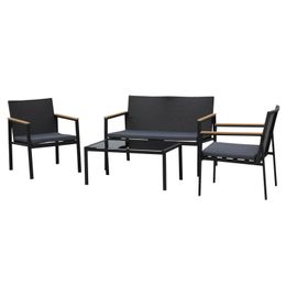 Outsunny Polyrattan Sitzgruppe als 4-teiliges Set schwarz, grau