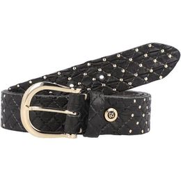 b.belt Lina Gold Nietengürtel Leder schwarz 90 cm