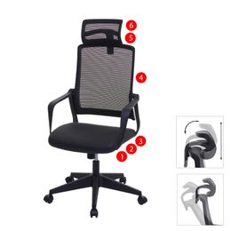 B&uuml;rostuhl MCW-J52, Drehstuhl Schreibtischstuhl, ergonomisch Kopfst&uuml;tze, Kunstleder ~ schwarz
