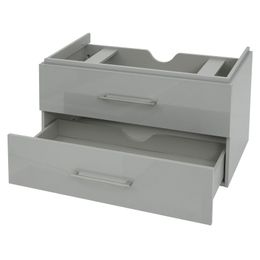 Premium Waschbeckenunterschrank MCW-D16, Waschtischunterschrank Waschtisch Badm&ouml;bel, hochglanz 90cm ~ grau