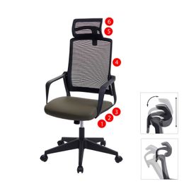 B&uuml;rostuhl MCW-J52, Drehstuhl Schreibtischstuhl, ergonomisch Kopfst&uuml;tze, Kunstleder ~ olivgr&uuml;n