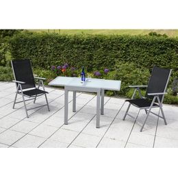 Merxx Amalfi Set 3tlg 2 Sessel schwarz Tisch 65(130)x65 m