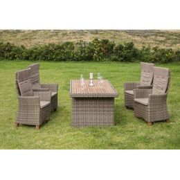 Merxx Toskana Set 9tlg 4 Hochlehner Kissen Tisch 185x90cm