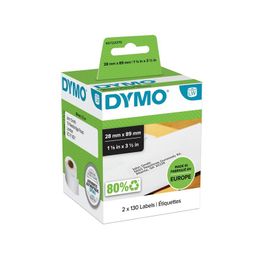 Dymo Original LabelWriter Adressetiketten | 28 mm x 89 mm | schwarz auf weiß | 2 Rollen mit je 130 leicht ablösbaren Etiketten (260 Etiketten) | selbstklebend | für LabelWriter Etikettendrucker