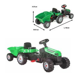 Pilsan Go-Kart Kindertraktor Active Pedale 07316, grün mit Anhänger, ab 3 Jahren bis 50kg