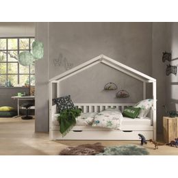 Roller Hausbett DALLAS - weiß - Kiefer massiv - 90x200 cm - Bettschublade