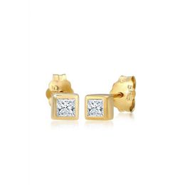 Elli DIAMONDS Paar Ohrstecker Prinzessschliff Diamant (0.2 ct) 585er Gelbgold, goldfarben