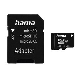 Hama microSDHC 16GB Class 10 22MB/s + Adapter / Mobile Speicherkarte (16 GB, Class 10, 22 MB/s Lesegeschwindigkeit), schwarz
