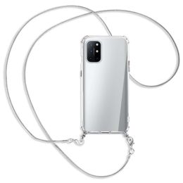 mtb more energy Handykette für OnePlus 8T (6.55) [MK], Umhängehülle mit Metallkette [NC-314-MK], silberfarben, silberfarbene Kette Snake