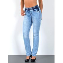 ESRA Straight-Jeans J500 High Waist Straight Fit Jeans mit elastischem Gummibund Damen