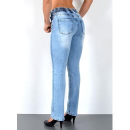 ESRA Straight-Jeans J500 High Waist Straight Fit Jeans mit elastischem Gummibund Damen