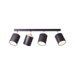 Brilliant Lampe, Vonnie Spotbalken 4flg schwarz/holzfarbend, Metall/Holz/Textil, 4x A60, E27, 25W,Normallampen (nicht enthalten)