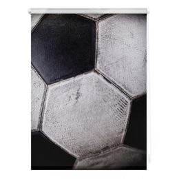 LICHTBLICK Rollo Klemmfix, ohne Bohren, blickdicht, Retro Fu&szlig;ball - Schwarz-Wei&szlig;