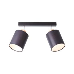 Brilliant Lampe, Vonnie Spotbalken 2flg schwarz/holzfarbend, Metall/Holz/Textil, 2x A60, E27, 25W,Normallampen (nicht enthalten)
