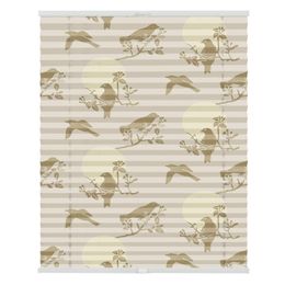 LICHTBLICK Plissee Klemmfix, ohne Bohren, blickdicht, Moon Birds - Beige