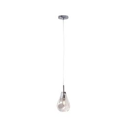 Brilliant Lampe, Drops Pendelleuchte 1flg rauchglas/chrom, Glas/Metall, 1x D45, E14, 25W,Tropfenlampen (nicht enthalten)