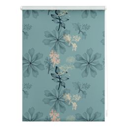LICHTBLICK Rollo Klemmfix, ohne Bohren, blickdicht, Aqua Floral - Blau
