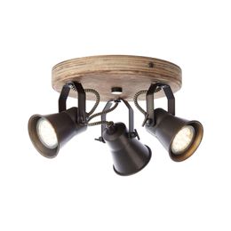 Brilliant Lampe Seed Spotrondell 3flg schwarz stahl/holz hell 3x PAR51, GU10, 5W, geeignet für Reflektorlampen (nicht enthalten) Köpfe schwenkbar