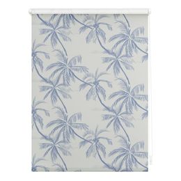 LICHTBLICK Rollo Klemmfix, ohne Bohren, Verdunkelung, Blueprint Palms - Blau