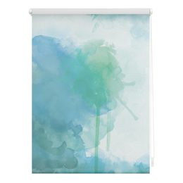 LICHTBLICK Rollo Klemmfix, ohne Bohren, Verdunkelung, Aquarell - Blau Gr&uuml;n