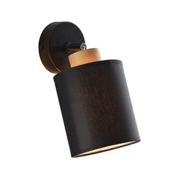 Brilliant Lampe, Vonnie Wandspot schwarz/holzfarbend, Metall/Holz/Textil, 1x A60, E27, 25W,Normallampen (nicht enthalten)