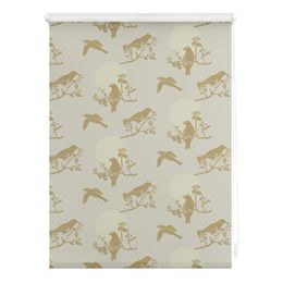 LICHTBLICK Rollo Klemmfix, ohne Bohren, blickdicht, Moon Birds - Beige