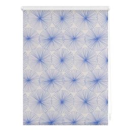 LICHTBLICK Rollo Klemmfix, ohne Bohren, blickdicht, Flower wheel - Blau