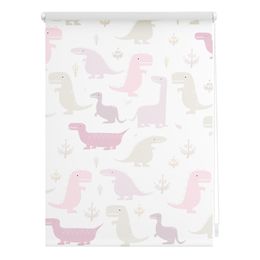 LICHTBLICK Rollo Klemmfix, ohne Bohren, Verdunkelung, Dino - Pink