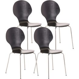 CLP 4x Stapelstuhl DIEGO l Ergonomisch geformter Konferenzstuhl mit Holzsitz und Metallgestell I Stapelbarer Stuhl mit pflegeleichter Sitzfläche