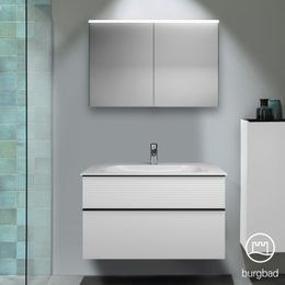 Burgbad Fiumo Badmöbel-Set Waschtisch mit Waschtischunterschrank und Spiegelschrank, SFXV102F3956C0001G0200,