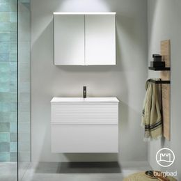 Burgbad Fiumo Badmöbel-Set Waschtisch mit Waschtischunterschrank und Spiegelschrank, SFXV082F3956C0001G0223,