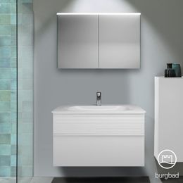 Burgbad Fiumo Badmöbel-Set Waschtisch mit Waschtischunterschrank und Spiegelschrank, SFXV102F3956C0001G0223,