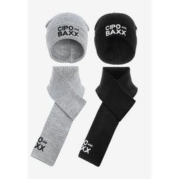Cipo & Baxx Cipo & Baxx Strickmütze mit Markenschriftzug bestickt, grau|schwarz