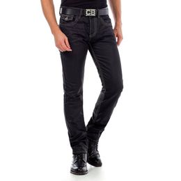 Cipo & Baxx Cipo & Baxx Bequeme Jeans im glänzenden Matt-Look in Straight Fit, schwarz