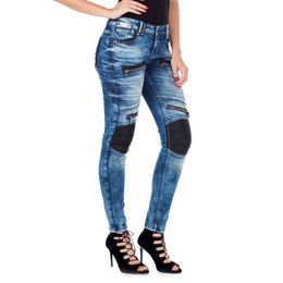 Cipo & Baxx Cipo & Baxx Röhrenjeans mit angesagten Applikationen, blau|schwarz