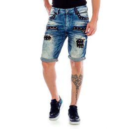 Cipo & Baxx Cipo & Baxx Shorts mit stylischer Nietenverzierung, blau