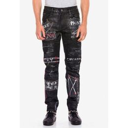 Cipo & Baxx Cipo & Baxx Straight-Jeans mit coolen Schriftzügen, schwarz