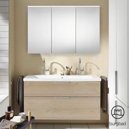Burgbad Eqio Badmöbel-Set 4 Waschtisch mit Waschtischunterschrank und Spiegelschrank, SFAO123RF3180C0001G0146,