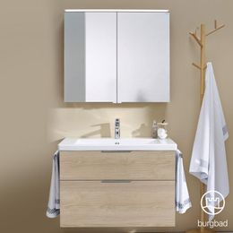 Burgbad Eqio Badmöbel-Set 1, Waschtisch mit Waschtischunterschrank und Spiegelschrank, SFAN093F3180C0001G0146,