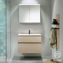 Burgbad Fiumo Badmöbel-Set Waschtisch mit Waschtischunterschrank und Spiegelschrank, SFXV082F3959C0001G0200,