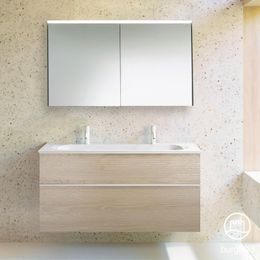 Burgbad Fiumo Badmöbel-Set Doppelwaschtisch mit Waschtischunterschrank und Spiegelschrank, SFXW122F3959C0001G0223,