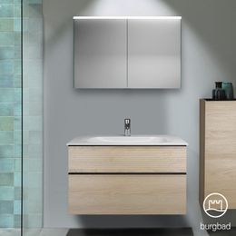 Burgbad Fiumo Badmöbel-Set Waschtisch mit Waschtischunterschrank und Spiegelschrank, SFXV102F3959C0001G0200,