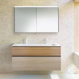 Burgbad Fiumo Badmöbel-Set Doppelwaschtisch mit Waschtischunterschrank und Spiegelschrank, SFXW122F3959FOT52C0001G0200,